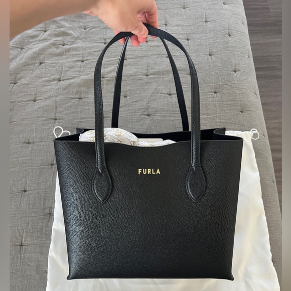 Furla | Bags | Furla Leather Tote Bag Nero | Poshmark